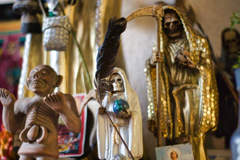 Altar of the Holy Death,Latin American Stock Image - Image of bones ...
