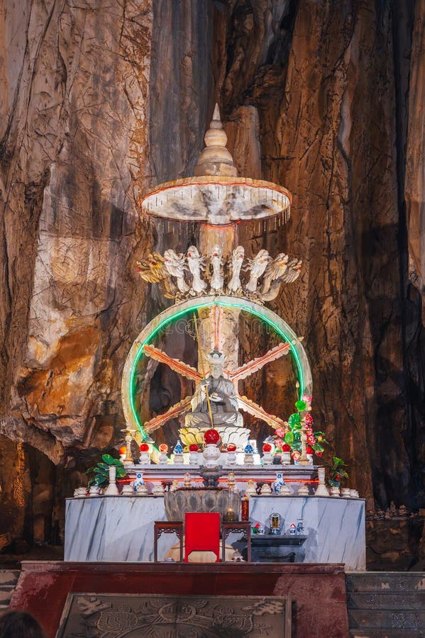 An Altar Inside a Temple in the Marble Mountains in Da Nang. Stock ...