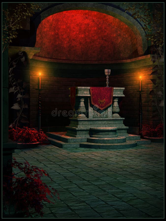 Altar in the old temple stock illustration. Illustration of dungeon ...