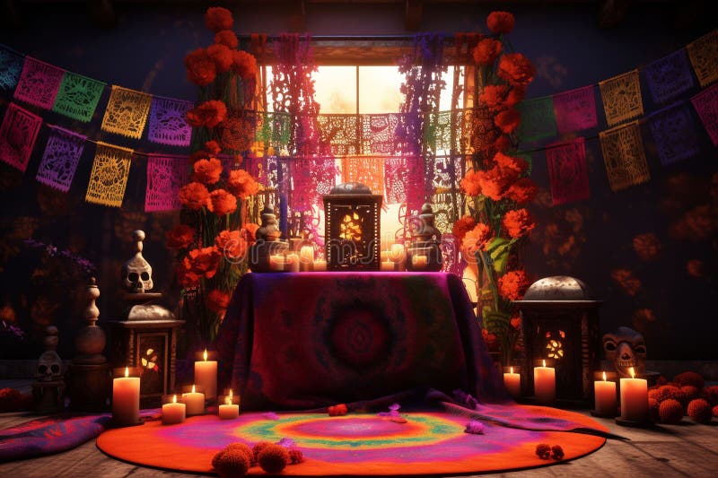 Altar of Quilted Fabric and Patchwork for Dia De Stock Illustration ...