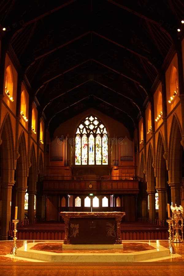 Altar and Stained Glass Window Stock Photo - Image of catholic, faith ...