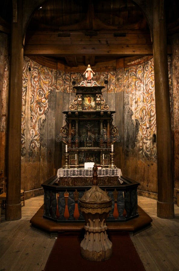 Altar Stavekirke Heddal Notodden Norway Stock Photo - Image of norway ...