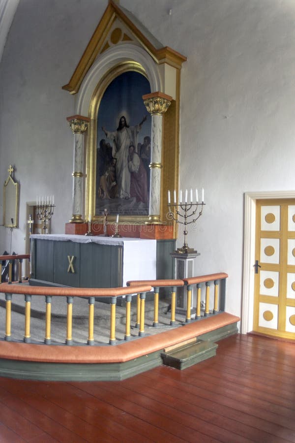 Altarpiece with Altar Ring in Gräsgård Church Editorial Photo - Image ...