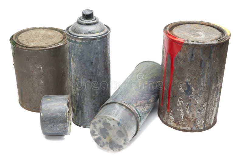 Alte Benutzte Spraydosen Und -Farbeimer Stockfoto - Bild von spraydosen ...