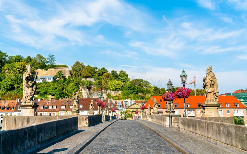 Alte Mainbrucke, the Old Bridge Across the Main River in Wurzburg ... Alte Mainbrucke, the Old Bridge Across the Main River in Wurzburg ...