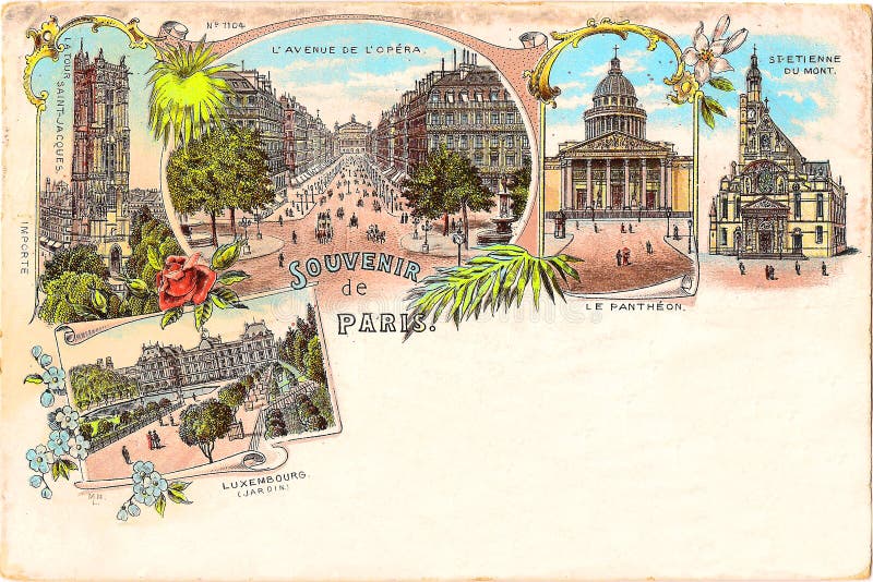 Alte Postkarte stockfoto. Bild von pfosten, antike, paris - 67037786