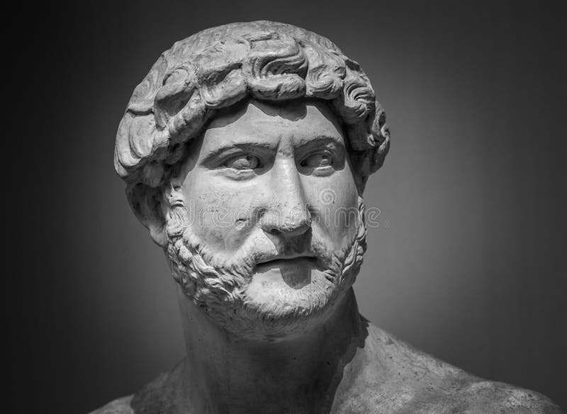 Alte Römische Skulptur Des Kaisers Hadrian Stockbild - Bild von könig ...
