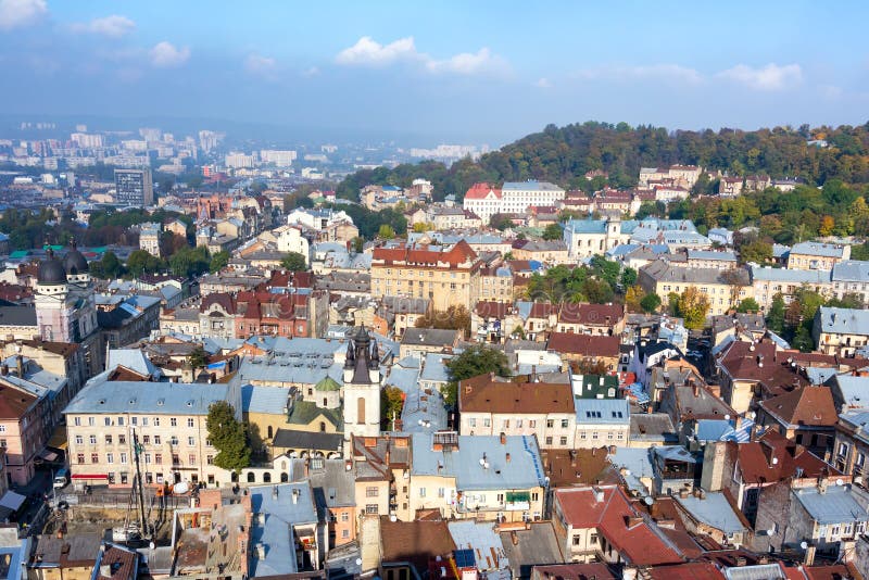 Alte Stadtansicht, Lemberg redaktionelles stockfotografie. Bild von ...