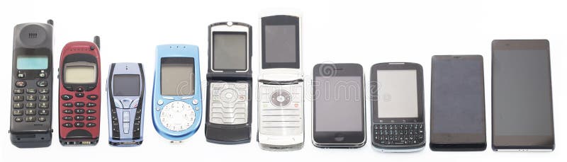 Alte Und Neue Mobiltelefone, Smartphone Stockfoto - Bild von stapel ...