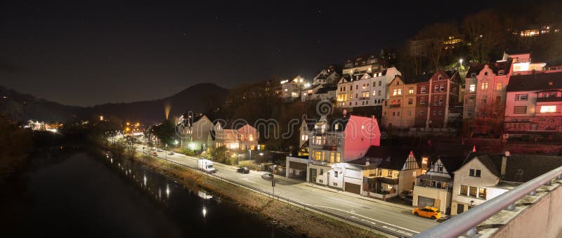 Altena germany at night stock image. Image of castle - 81618299