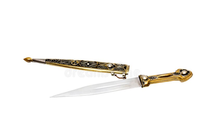 Alter Dolch Mit Goldenen Verzierungen Stockfoto - Bild von auslegung ...