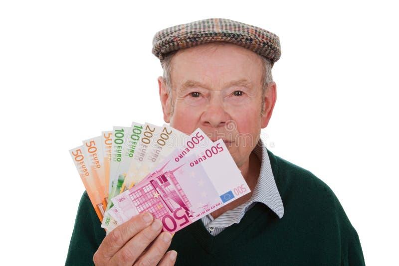 Alter Mann mit Geld stockfoto. Bild von sparungen, rentenbezug - 16358502