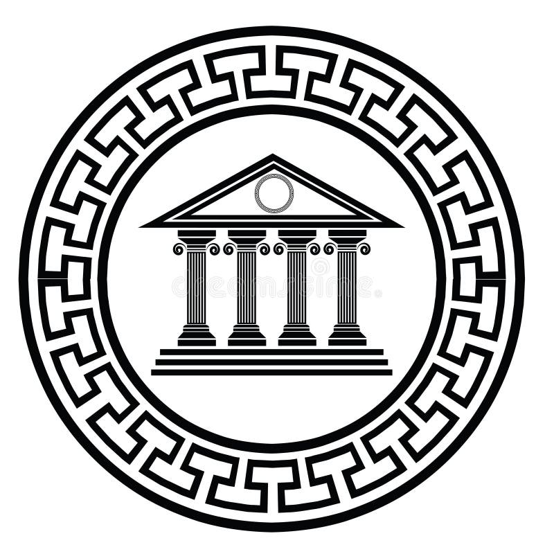 Griechische Tempel-Ikonen-nahtloses Muster Stock Abbildung ...