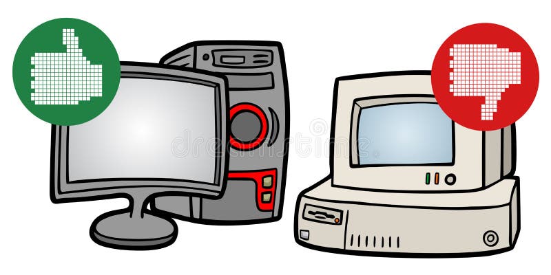 Alter und neuer Computer vektor abbildung. Illustration von ikone ...