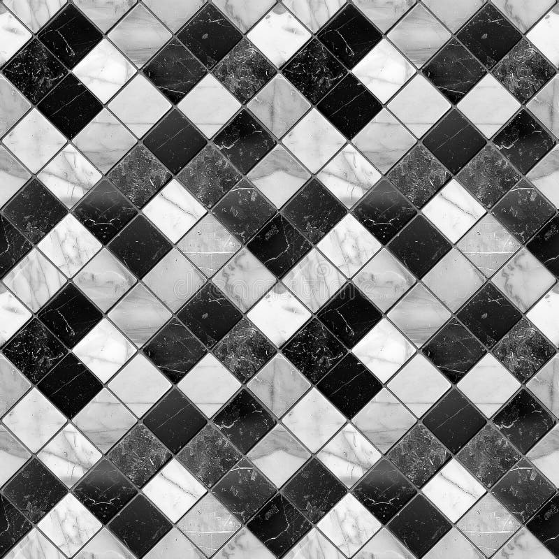 Alternating Black and White Marble Tiles Create a Striking, Seamless ...