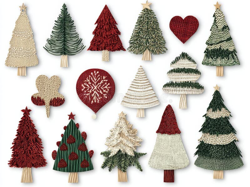 Alternative Christmas Trees Collage on White Background. Sustainable ...