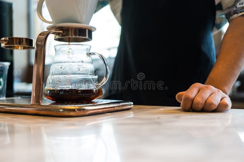 Alternative Coffee Brewing Method, Using Pour Over Dripper and Paper Filter Stock Photo - Image ...