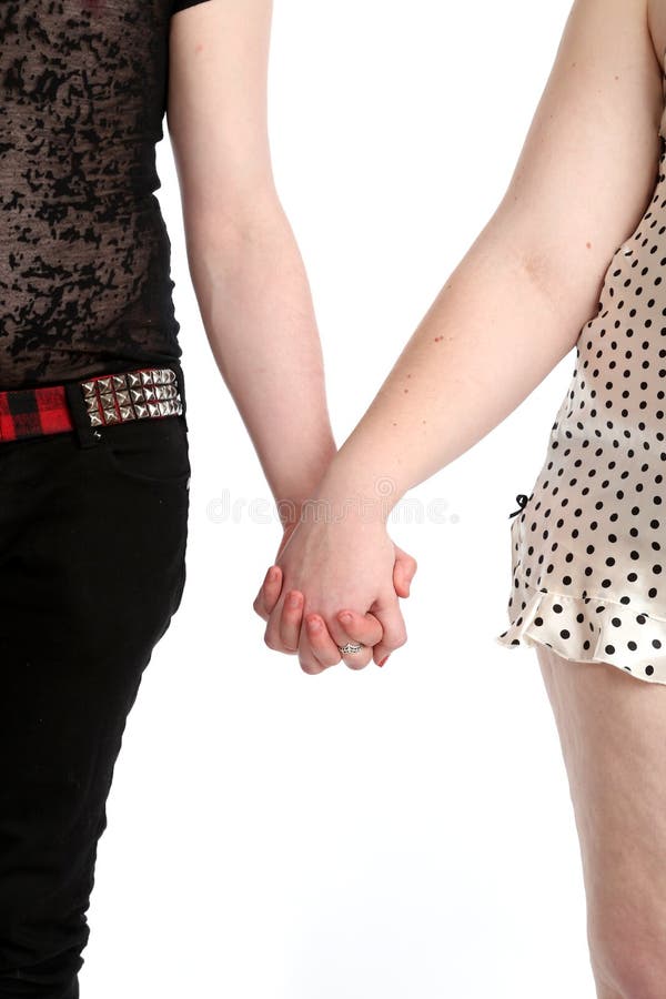 Alternative Couple Holding Hands Together Stock Image - Image of large ...
