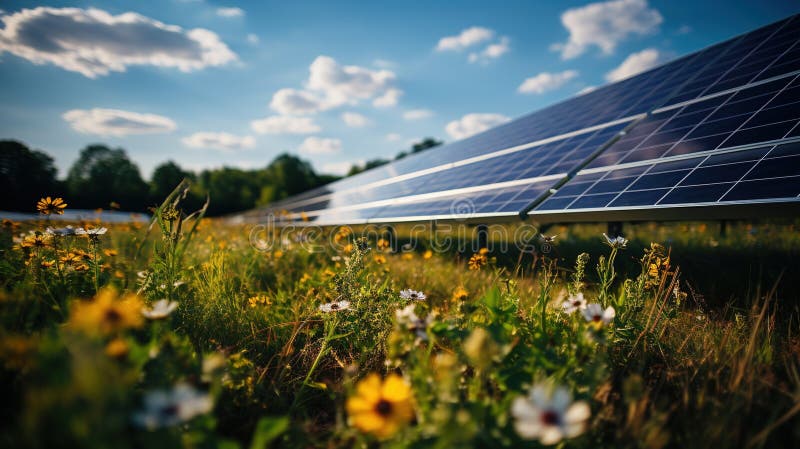 Alternative Electricity Source. Renewable Energy. Solar Panels Reflect ...