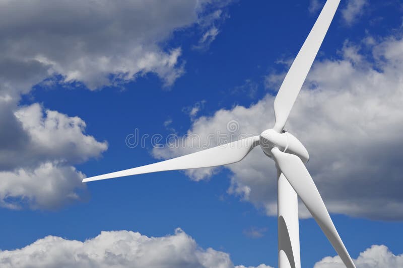 Alternative Energy Concept. Wind Turbine Windmill Rotating on a Sky. 3d ...