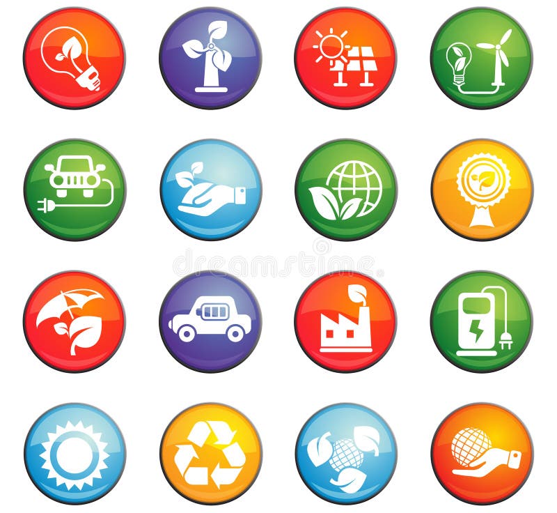 Alternative Energy Icon Set Stock Illustration - Illustration of sprout ...