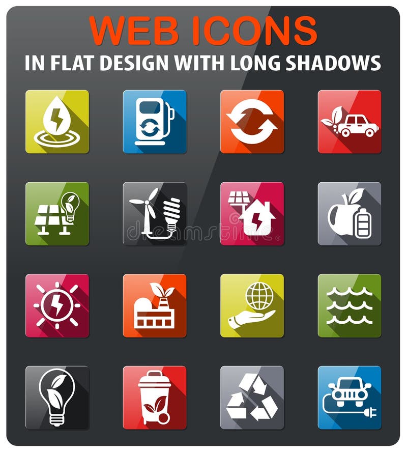 Alternative Energy Icons Set Stock Illustration - Illustration of ...