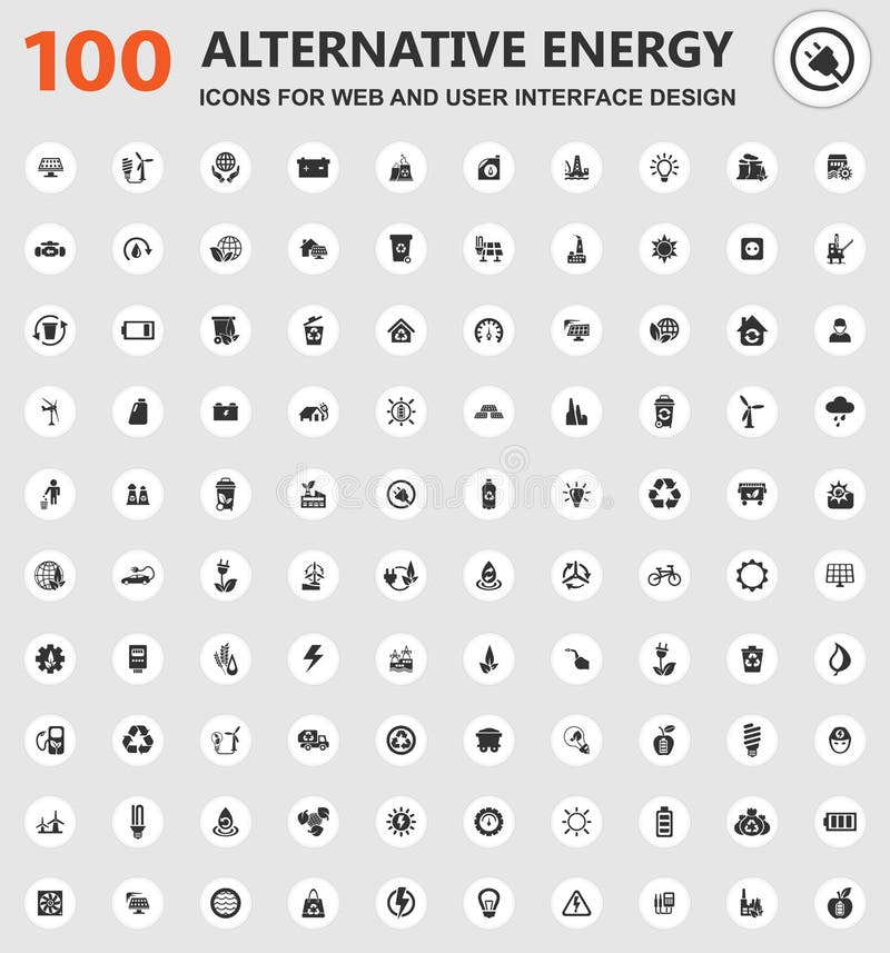 Alternative Energy Icons Set Stock Illustration - Illustration of ...