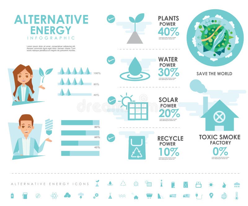 ALTERNATIVE ENERGY INFO GRAPHIC with Icons Vector Stock Vector ...