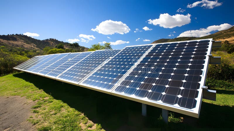 Alternative Energy- Solar Panel Farm on Hillside Stock Photo Stock ...