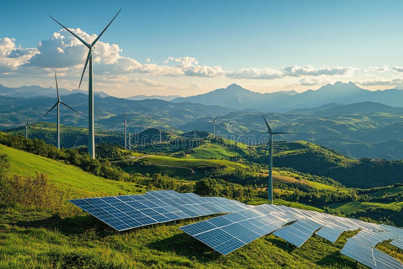 Alternative Energy Source in a Natural Setting Stock Illustration ...