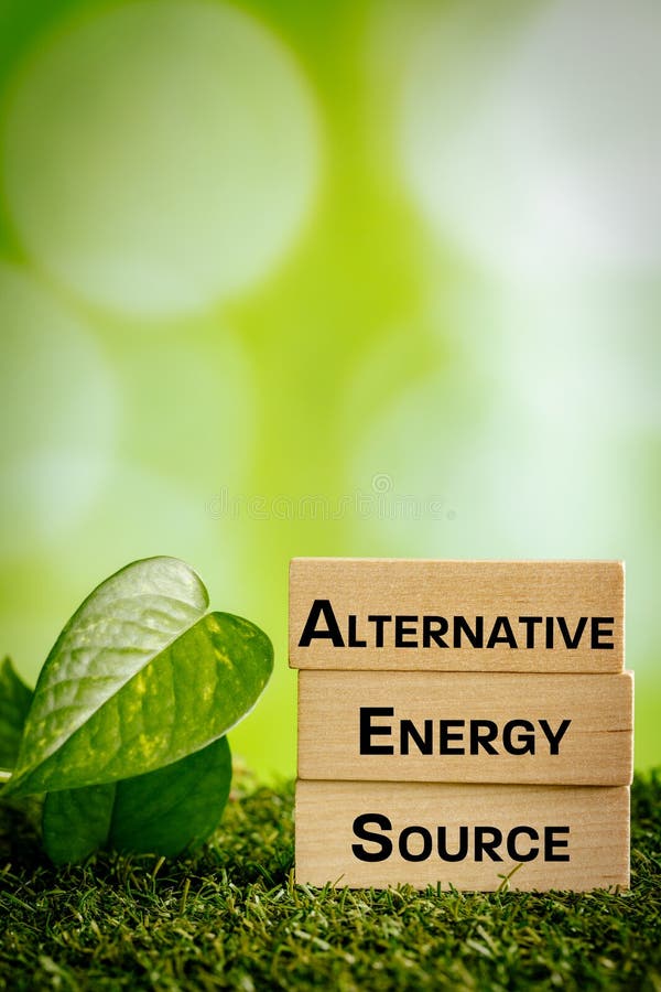 Alternative Energy Source, Written on Wooden Blocks, Bright Background ...