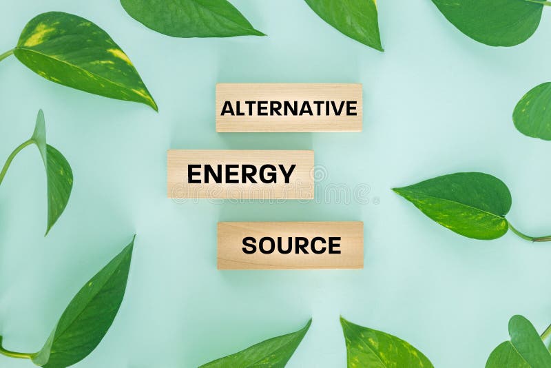 Alternative Energy Source, Written on Wooden Blocks, Bright Background ...
