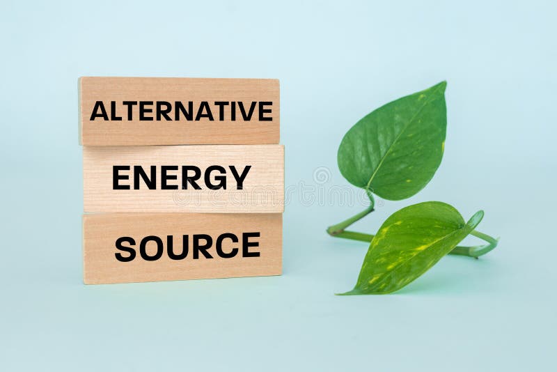 Alternative Energy Source, Written on Wooden Blocks, Bright Background ...