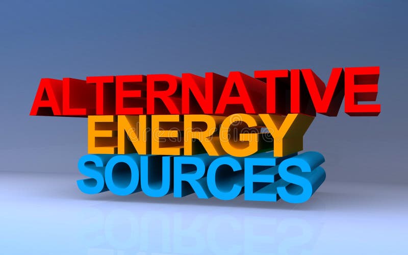 Alternative Energy Sources on Blue Stock Illustration - Illustration of ...