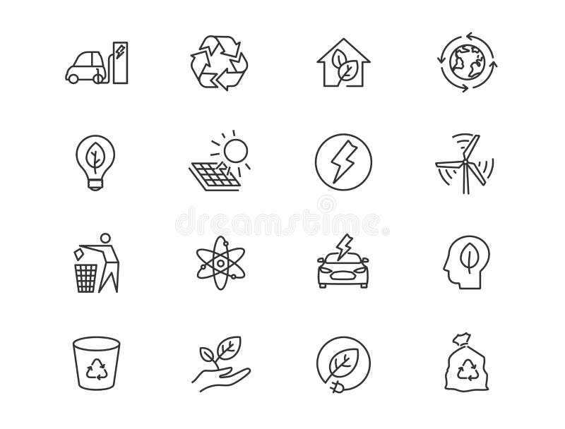 Alternative Energy Sources Vector Linear Icons Set Stock Vector ...