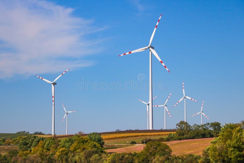 Alternative Energy with Wind Turbine. Green Ecological Power Energy ...
