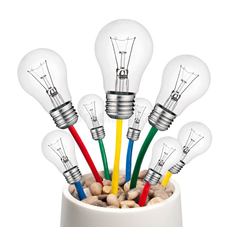 Alternative Ideas - Lightbulbs with Cables Stock Photo - Image of ...