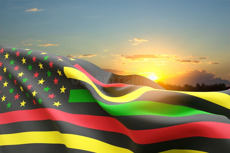 Alternative Juneteenth Flag Against the Sunset. Juneteenth National ...