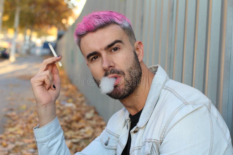 Alternative Looking Male Smoking in the City Stock Photo - Image of ...