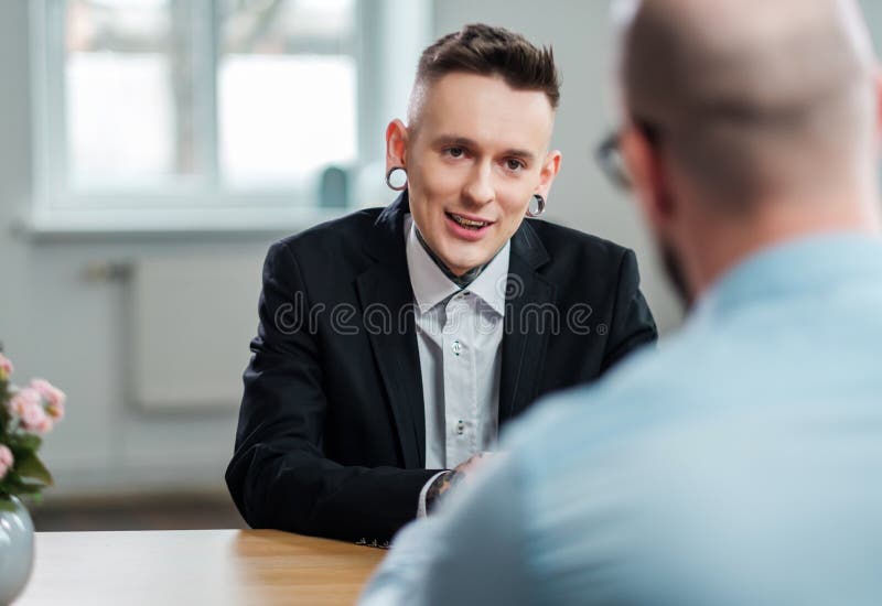 Alternative Man Attending Job Interview Stock Photo - Image of office ...