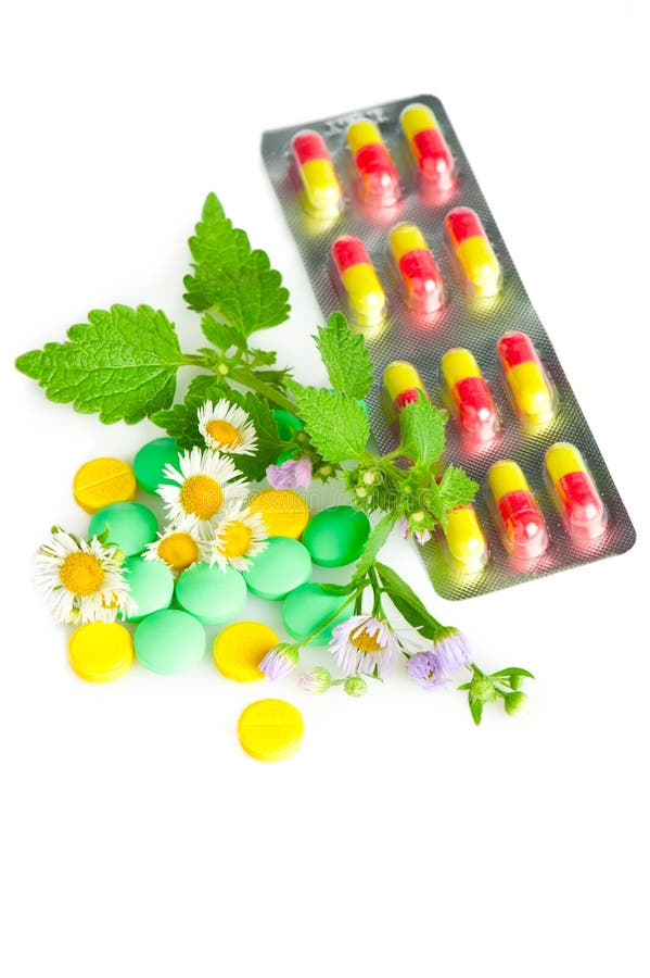 Alternative Medicine. Pills and Herbs Stock Photo - Image of antibiotic ...