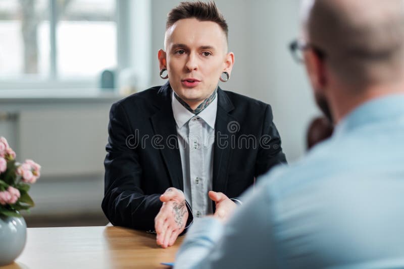 Alternative Man Attending Job Interview Stock Image - Image of employee ...