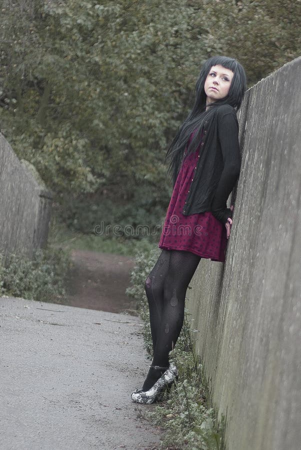 Alternative Model on Bridge in Dress Stock Photo - Image of bridge ...