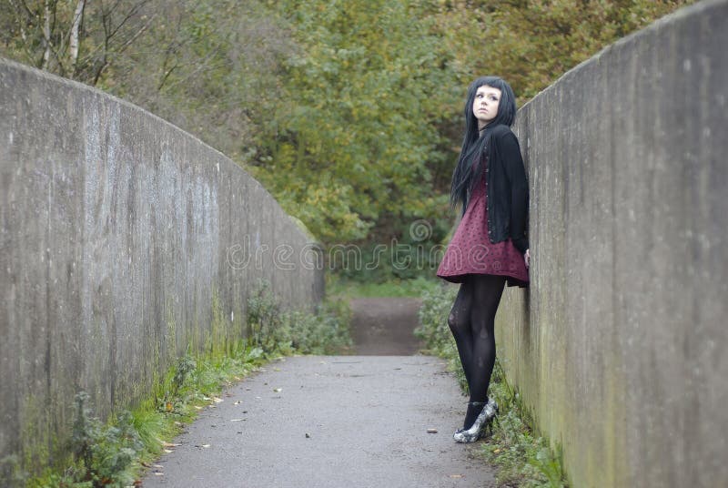 Alternative Model Stood on a Bridge Stock Photo - Image of hairstyle ...
