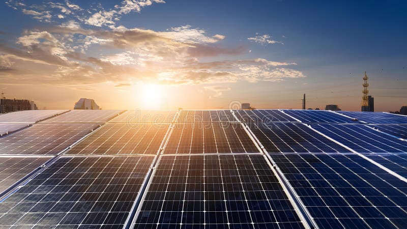 Alternative Power Source. Solar Panels on the Roof of the Building. Eco ...