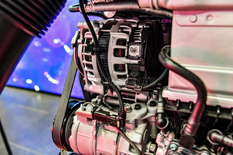 Alternator and Timing Belt of an Internal Combustion Engine Assembly on ...