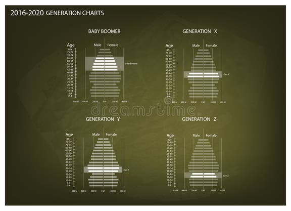 Alterspyramide-Diagramme 2016-2020 Mit Generation 4 Vektor Abbildung ...