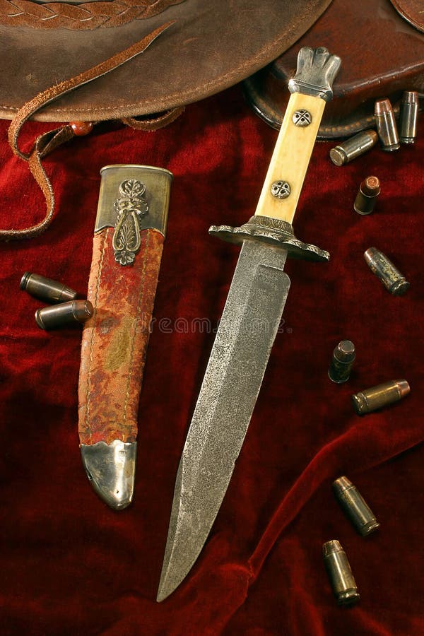 Altes bowie Messer stockbild. Bild von hieb, westlich - 13457773