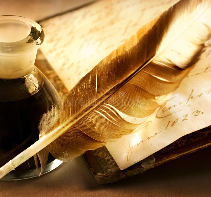 Altes Buch mit Feder stockbild. Bild von geöffnet, wissen - 36082265