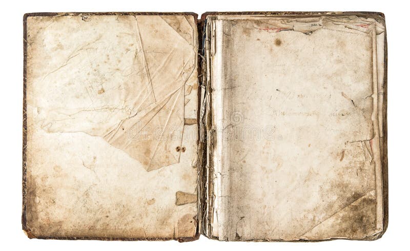 Altes Offenes Buch Mit Grungy Papierseiten Stockfoto - Bild von ...